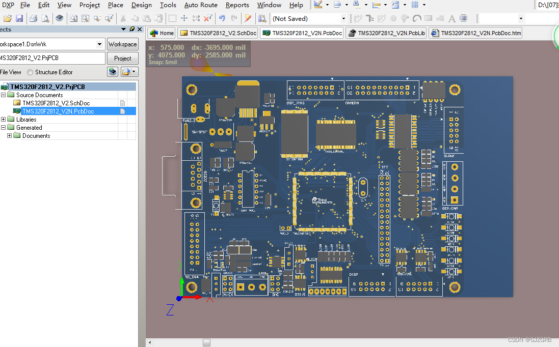 基于TMS320F2812芯片设计电机控制器DSP开发板评估板硬件（原理图+PCB+封装）工程文件，AD09设计的项目工程文件_tms320f2812伺服电机控制器原理图+pcb-CSDN博客