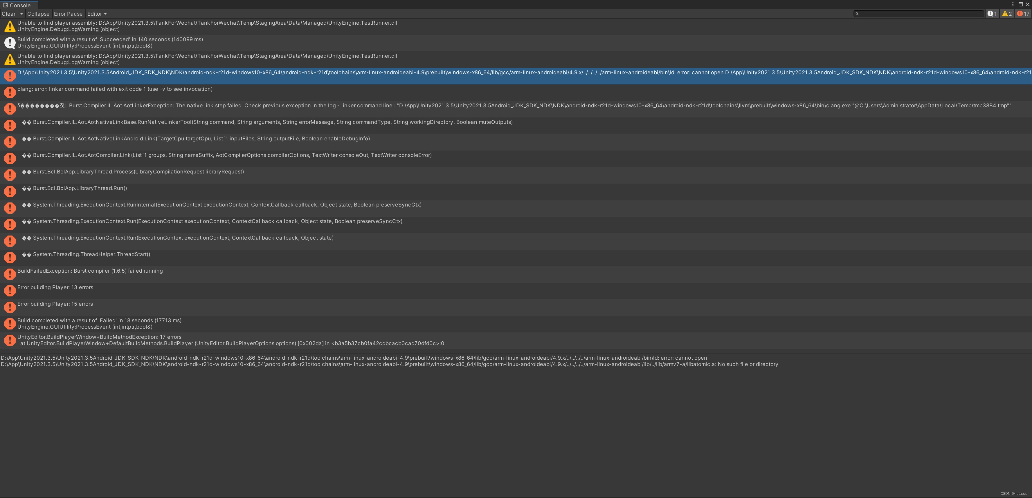 unity打包Android出现的ld: error: cannot open和libatomic.a: No such file or directory报错处理-CSDN博客