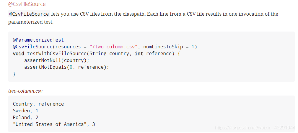 自动化测试用例如何进行参数化和利用CSV、yaml文件等进行数据文件驱动（基于Junit5 @CSVSource、@MethodSource等）_junit5csvsource官网-CSDN博客