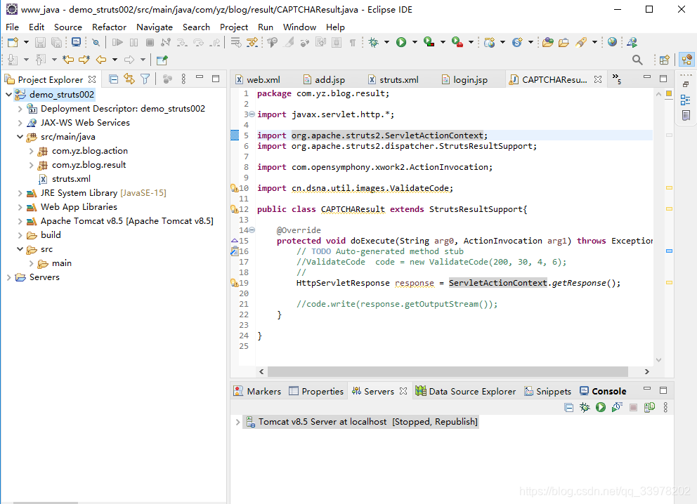 Eclipse中struts2框架报错：The type javax.servlet.http.HttpservletResponse cannot be resolved ...