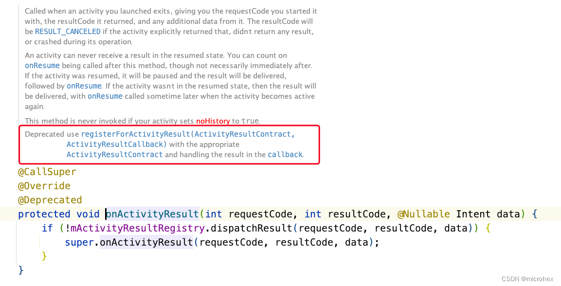 Activity#onActivityResult被弃用了，该怎么办？_onactivityresult(int, int, android.content.intent)-CSDN博客
