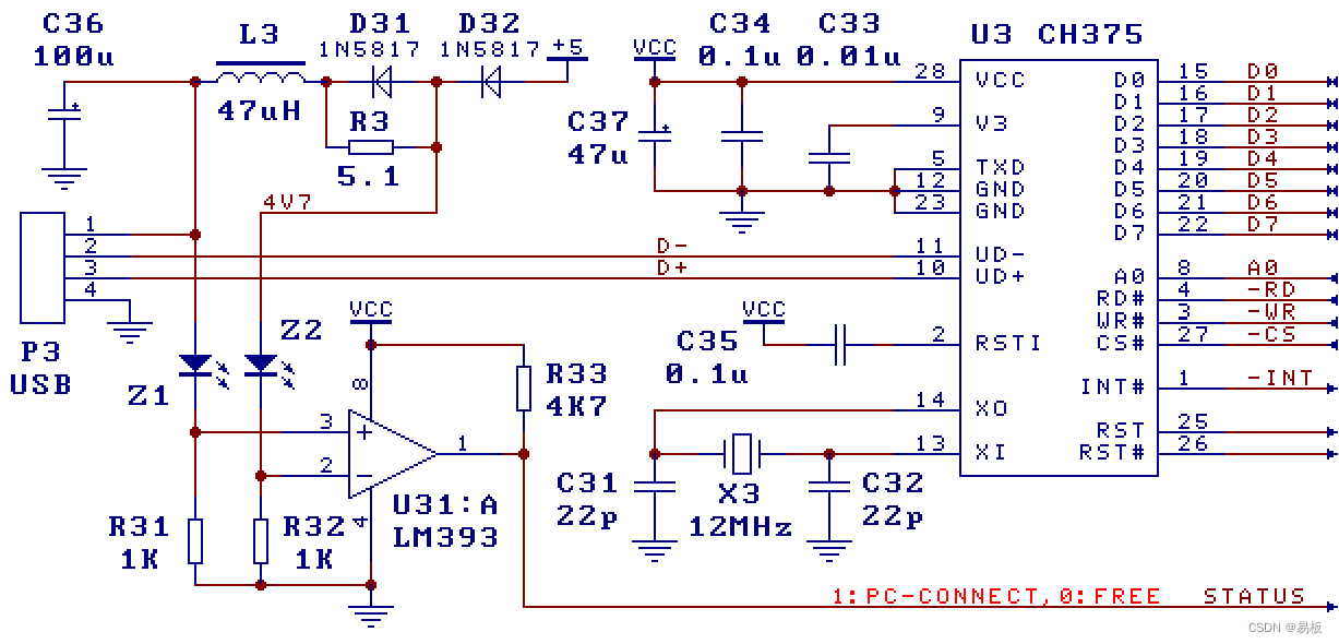 USB转串口芯片CH341、CH372、CH374、CH375等的电路及 PCB 设计的重要注意事项-CSDN博客
