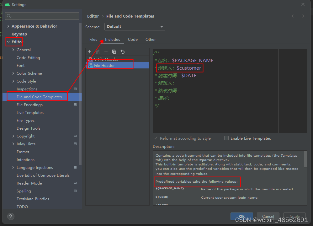 Android studio如何设置File Header，创建类时添加作者等信息_android studio添加作者-CSDN博客