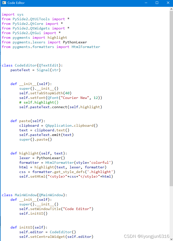 使用pyqt设计一个代码编辑器，主要是对python代码的支持，并且支持高亮python代码pyqt运行python代码 Csdn博客
