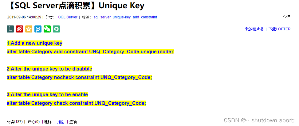 【SQL Server点滴积累】Unique Key_sql unique key-CSDN博客
