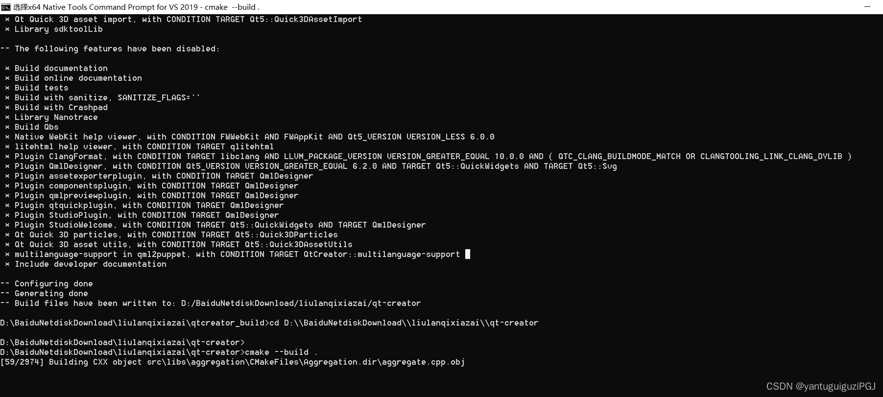 qt creator + vs2019编译记录_cmake generate step failed. build files cannot be -CSDN博客
