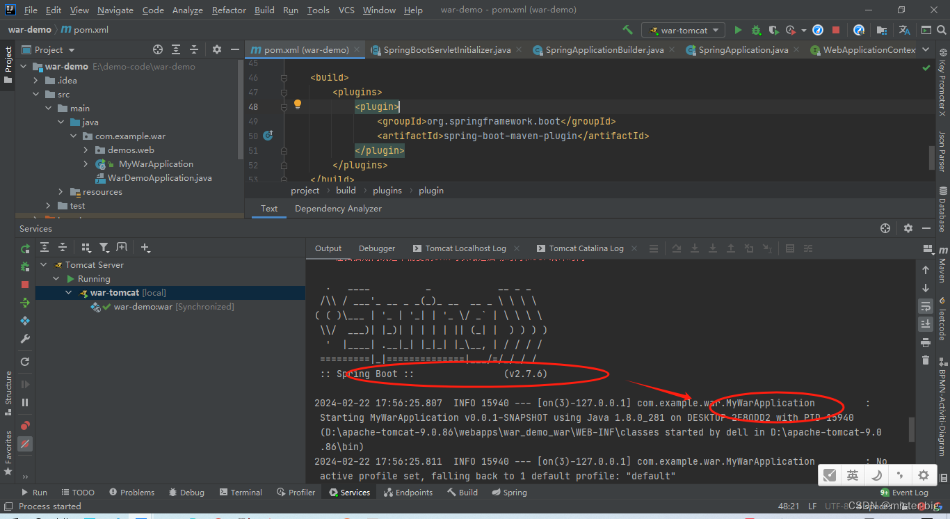 SpringBoot-2.7.6构建WAR包外置Tomcat调试启动过程_springboot 2.7 tomcat-CSDN博客