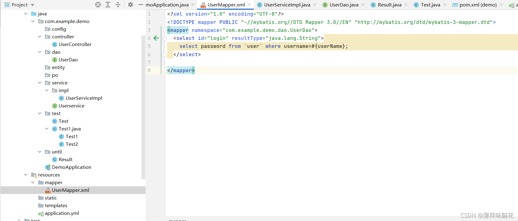 Invalid bound statement (not found): com.example.demo.dao.UserDao.login_at com.example.dao ...