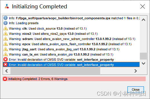 FPGA-Qsys工具-NIOS II处理器-Error问题合集_error: no modules found when analyzing null.-CSDN博客