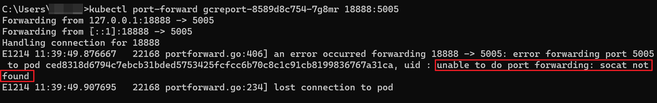 【问题解决】unable to do port forwarding: socat not found-CSDN博客
