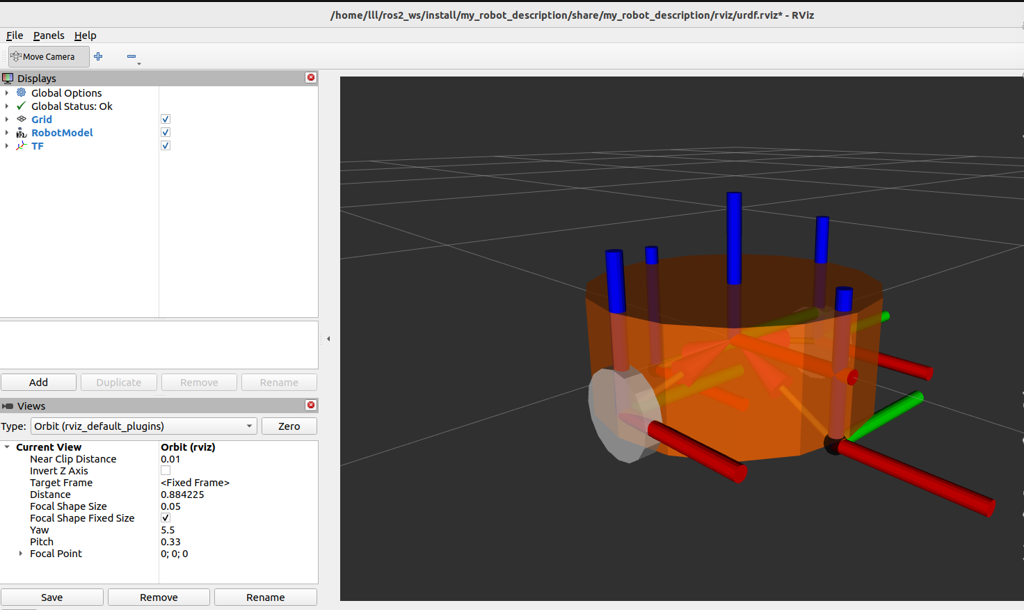 ROS2进阶第一章 -- 从头开始构建一个可视化的差速轮式机器人模型 -- 学习URDF机器人建模与xacro优化_两轮差速机器人在ros中的 ...