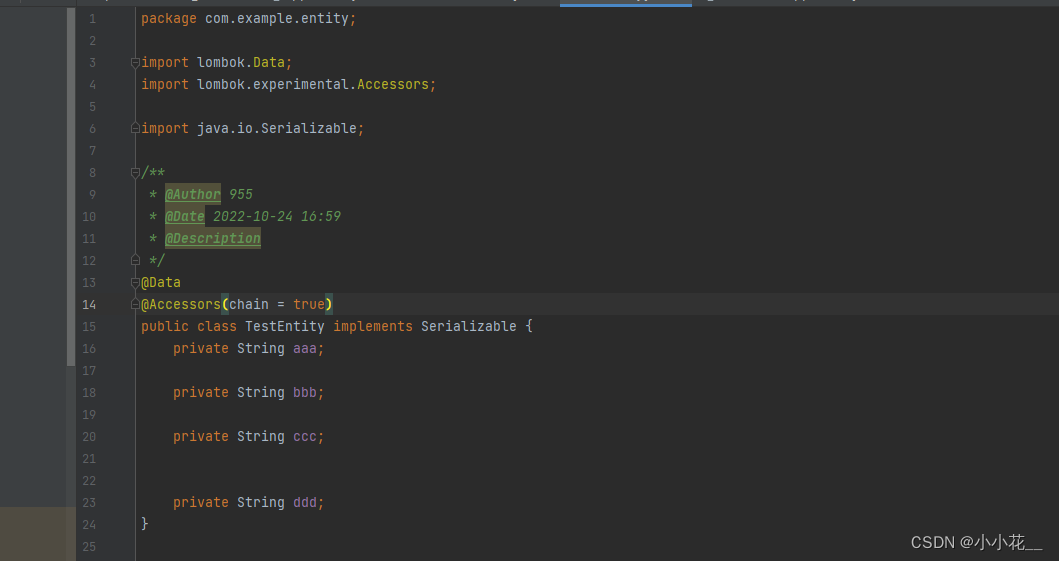小玩意，@Accessors(chain = true)注解，可以让实体类一直连续点set方法_实体类可以一直点下去的依赖-CSDN博客