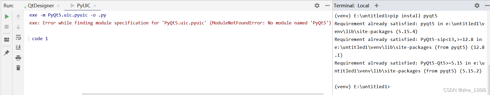 Pycharm-Error while finding module specification for ‘PyQt5.uic.pyuic‘ (ModuleNotFoundError: No ...