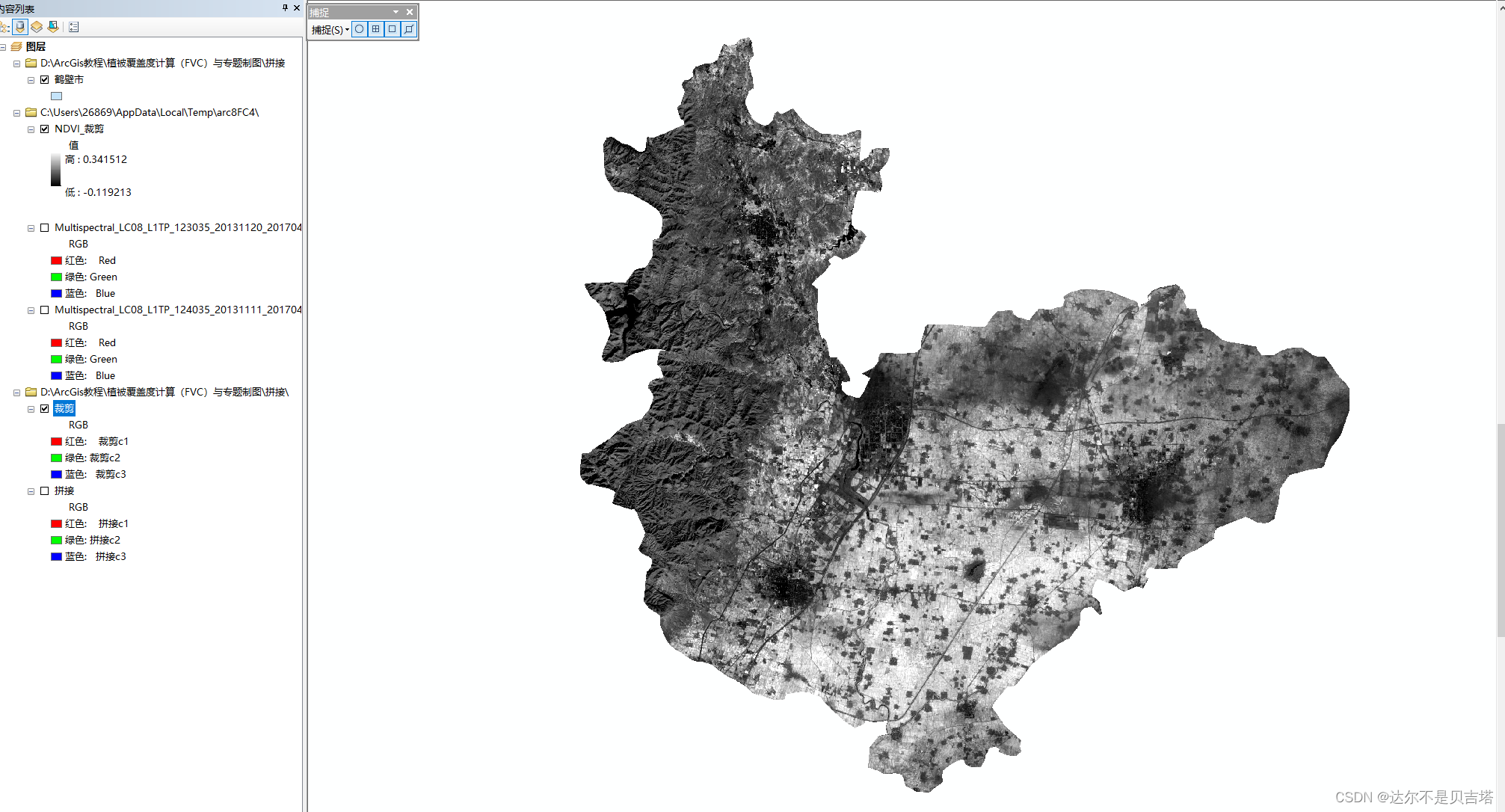 植被覆盖度（FVC）计算与专题制图——遥感解译与ArcGis应用_arcgis计算fvc-CSDN博客