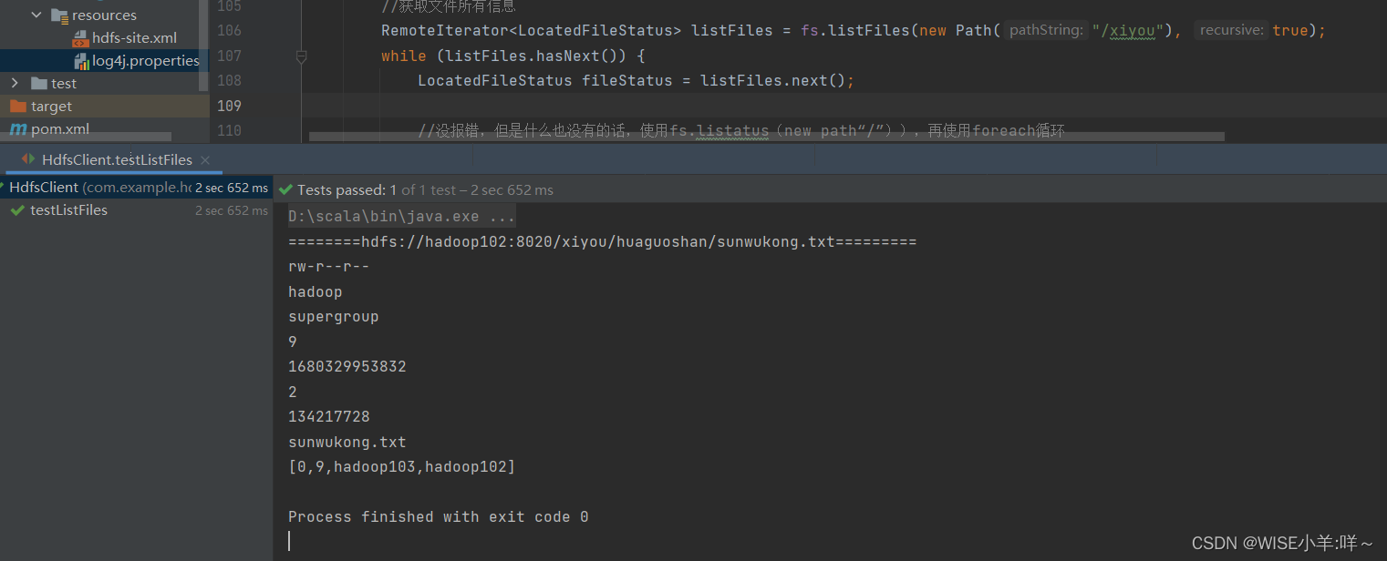 在idea中获取hdfs上文件的详细信息时，system.out.println()在控制台上没有输出结果。_idea system.out.println输出无效-CSDN博客