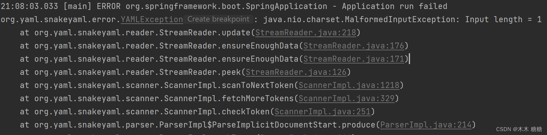 org.yaml.snakeyaml.error.YAMLException: java.nio.charset.MalformedInputException: Input length ...