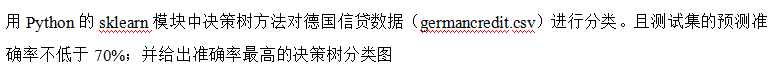 Python实验——用sklearn模块中的决策树方法对德国信贷数据进行分类。德国信贷数据集 Python Csdn博客