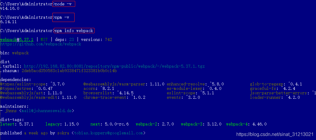 npm 3个常用命令：查看node、npm、webpack版本_node webpack版本怎么看-CSDN博客