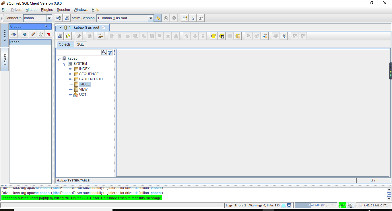 Windows10安装Hbase连接可视化工具 SQuirreL SQL Client 集成Phoenix Hbase 报错_windows端连接hbase的phoenix图形化工具-CSDN博客