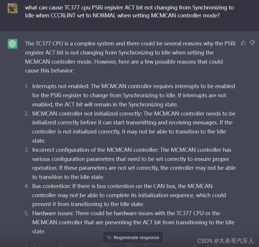 人工智能深入参与嵌入式控制器调试---ChatGPT回答TC377 PSRi寄存器ACT位置位失效问题_mcmcan 排查-CSDN博客