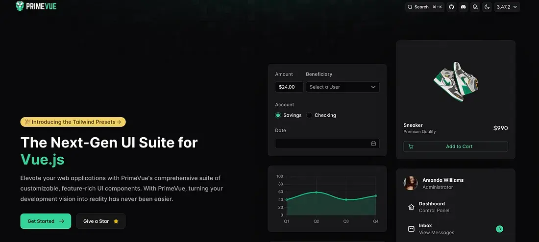 2024年最受欢迎的十个 Vue.js UI 库_vuetify quasar-CSDN博客