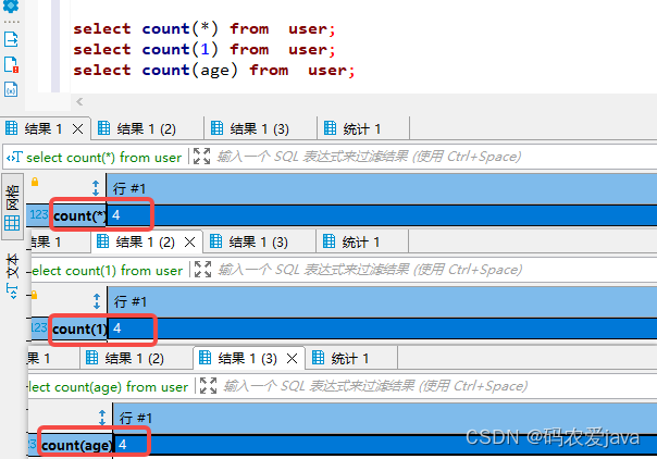 MySQL--select count(*)、count(1)、count(列名) 的区别你知道吗？_mysql select count(*)-CSDN博客