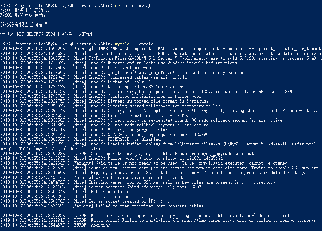 Mysql启动问题:can‘t Open The Mysql Plugin Table Please Run Mysql Upgrade To Create It Can T Open