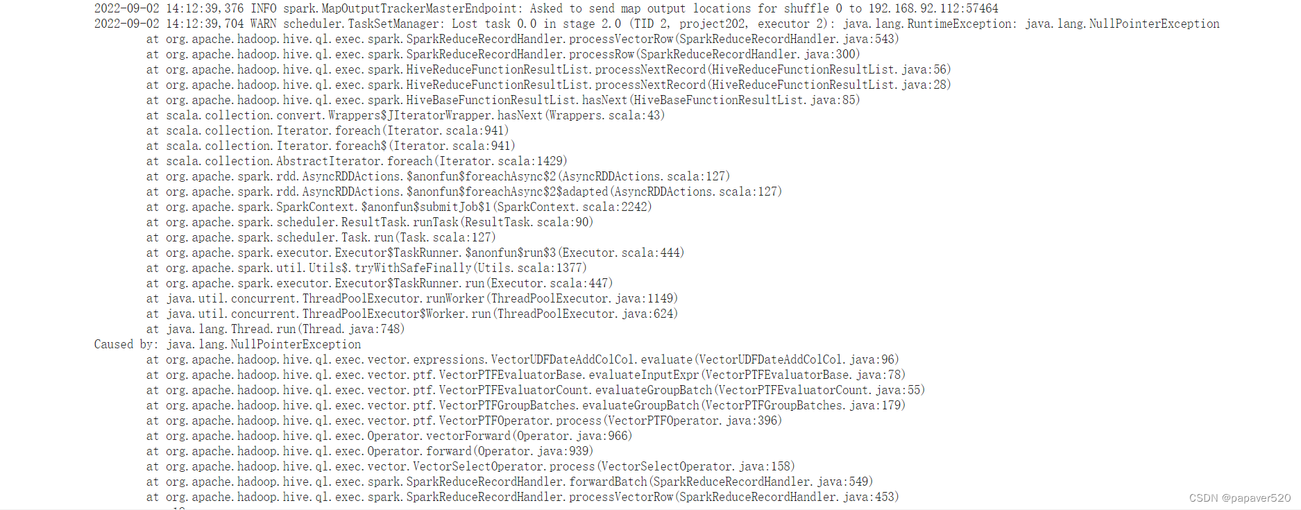 Spark：Please check stacktrace for the root cause._spark job failed during runtime. please check ...