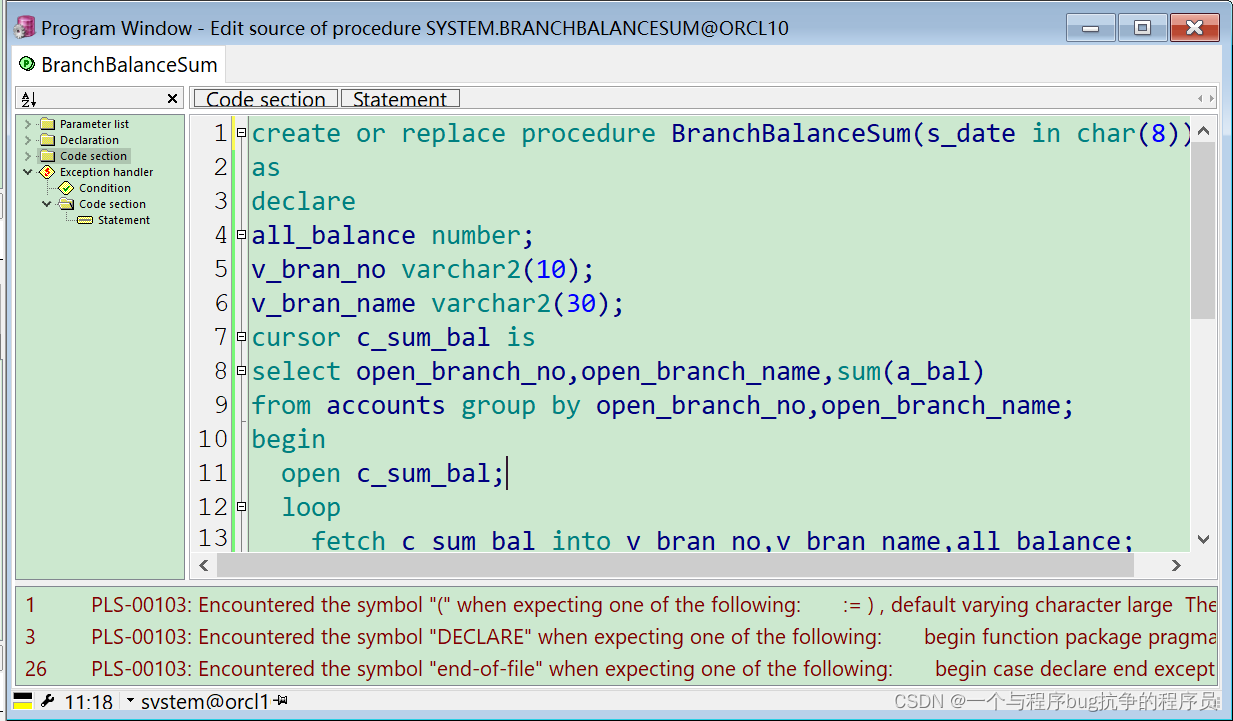 PL/SQL Developer调试与存储过程编译错误：PLS-00103: Encountered the symbol “(“ when expecting one of the ...