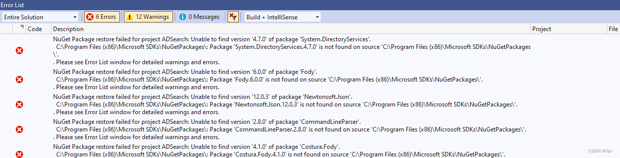 解决编译 Visual Studio 工程时报 NuGet Package Restore Failed_vs2022 程序还原失败-CSDN博客