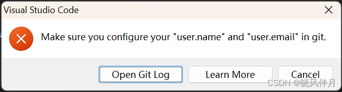 vscode： make sure you configure your user.name and user.email in git_make sure you configure ...