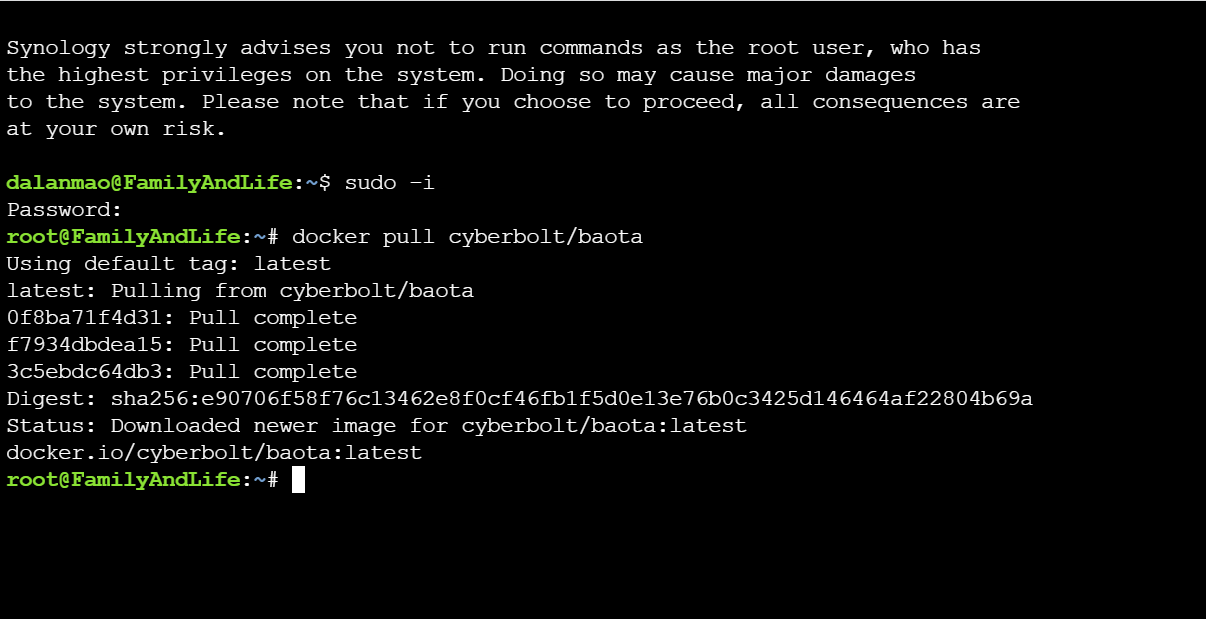 群晖NAS：通过Docker 部署宝塔面板【注册表：btpanel-baota、cyberbolt/baota、pch18/baota】_群晖安装宝塔面板-CSDN博客