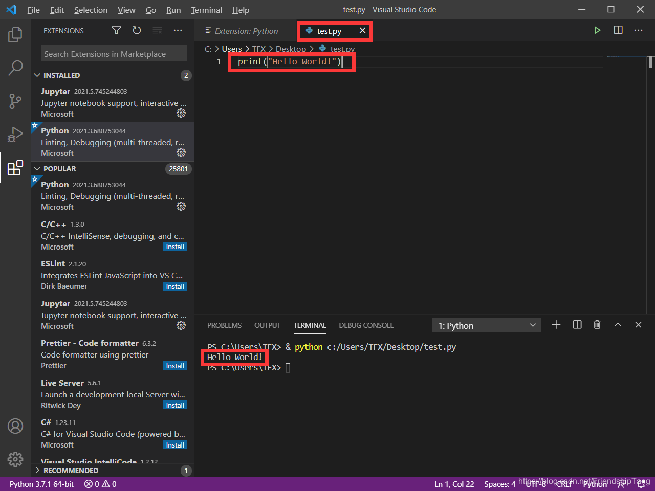 Win10下安装VSCode并配置Python环境_win10 vscode python安装-CSDN博客