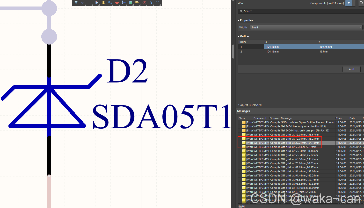 Altium Designer-编译原理图时碰到“has only one pin”，“GND contains Output ...