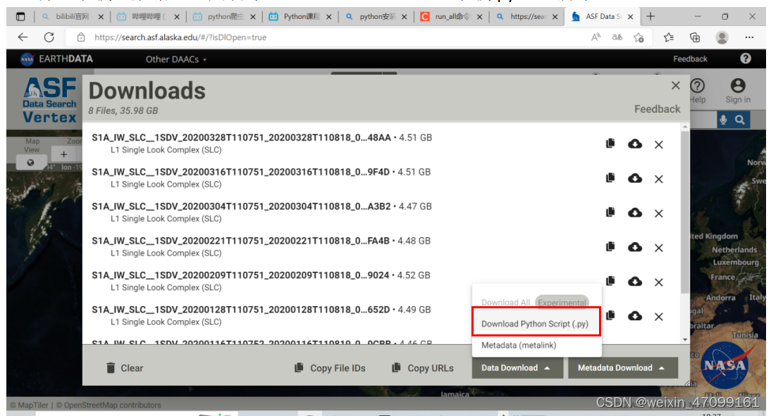 ASF网站自带python脚本完成sentinel-1数据自动下载_asf download python script.py批量下载怎么操作-CSDN博客