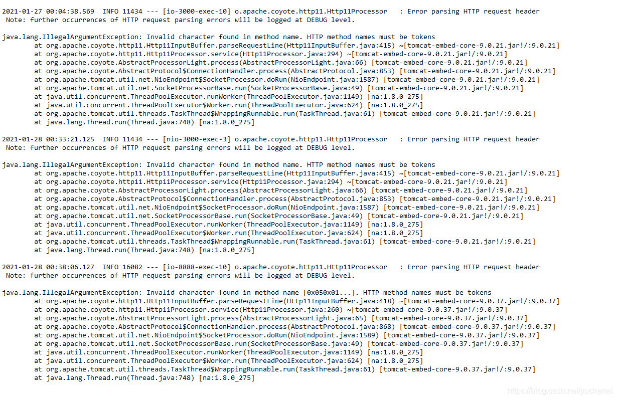 上线日志出现 Invalid character found in method name. HTTP method names must be tokens-CSDN博客
