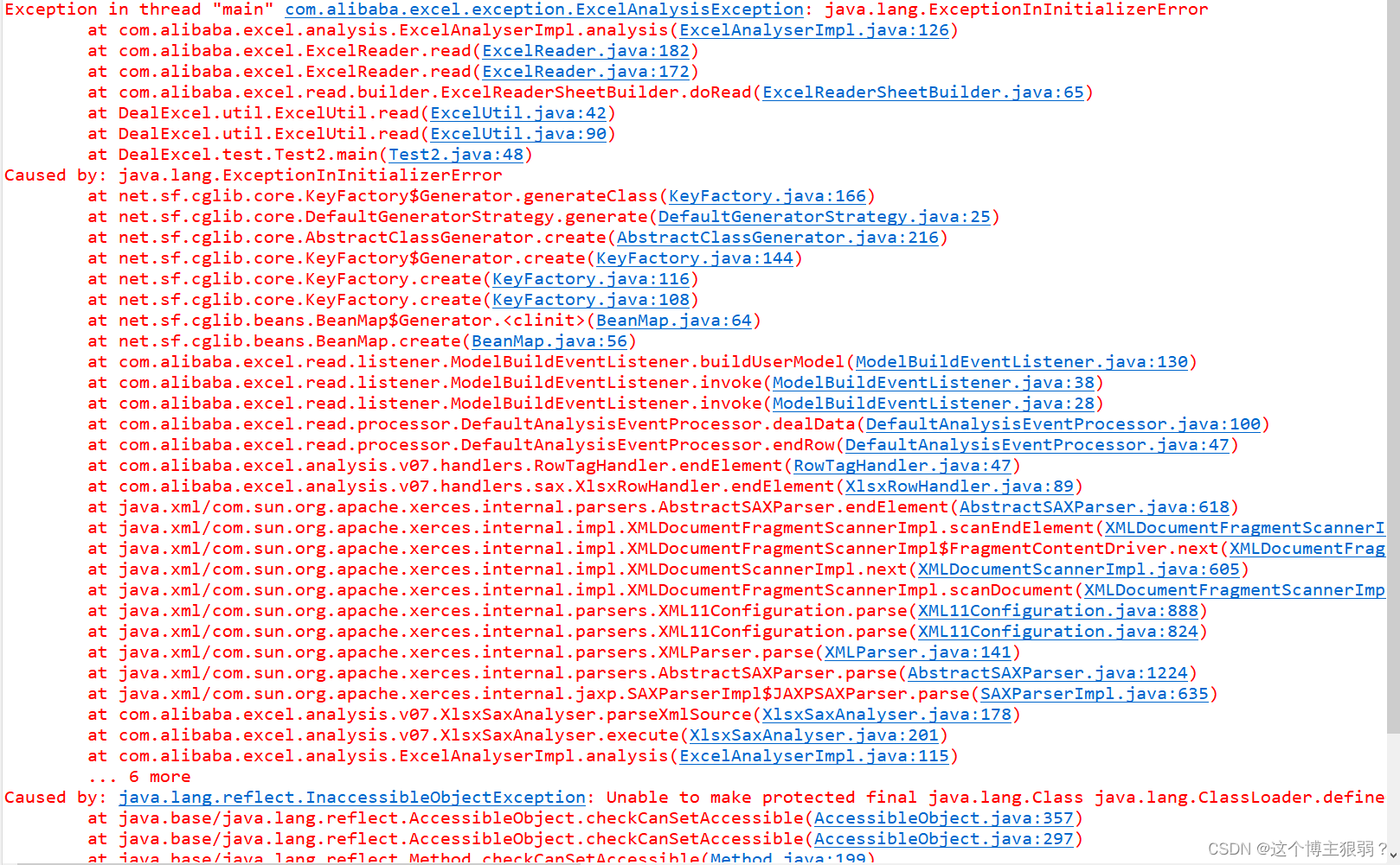 Exception in thread “main“ com.alibaba.excel.exception.ExcelAnalysisException: java.lang ...