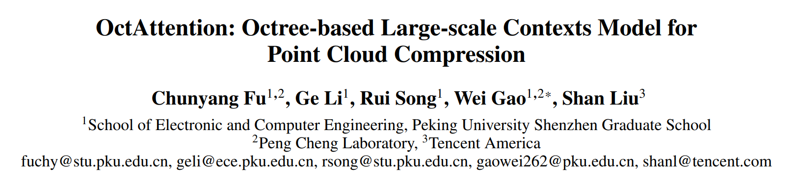 【AAAI 2022】OctAttention: Octree-based Large-scale Contexts Model for Point Cloud Compression-CSDN博客