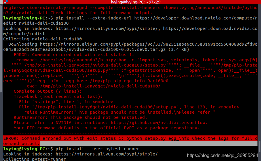 ERROR: Command errored out with exit status 1: python setup.py egg_info Check the logs for full ...