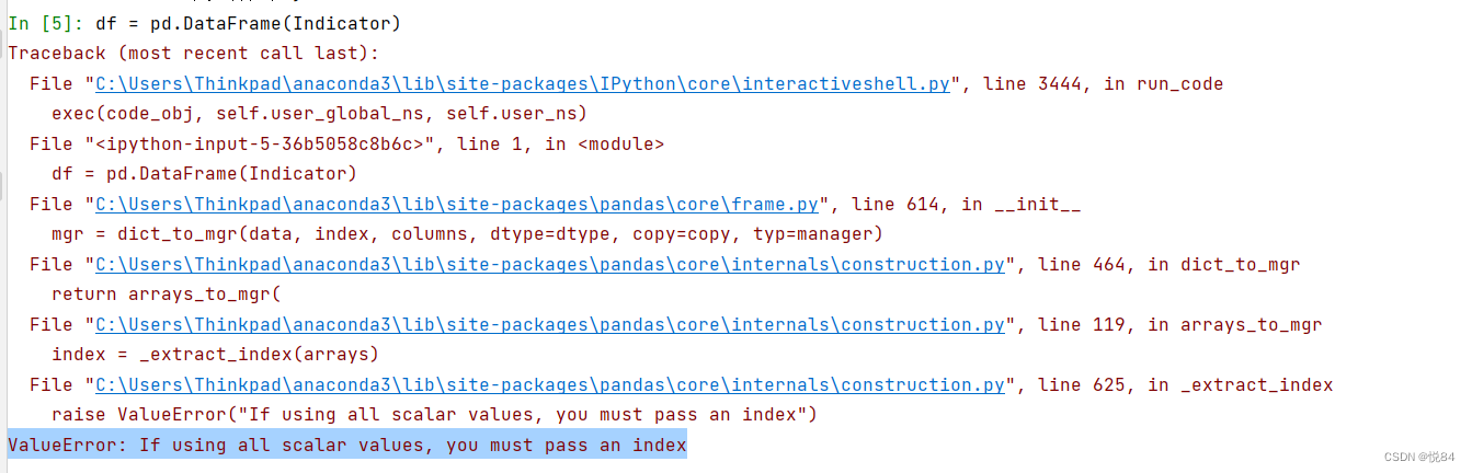 ValueError: If using all scalar values, you must pass an index-CSDN博客