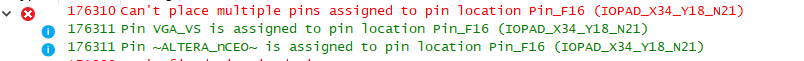 quartus编译报错：Error (176310): Can‘t place multiple pins assigned to pin ...