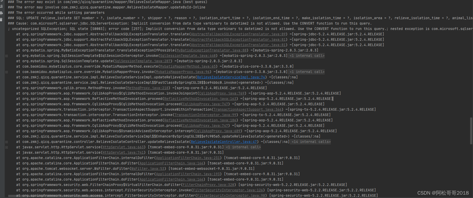 Implicit conversion from data type varbinary to datetime2 is not ...