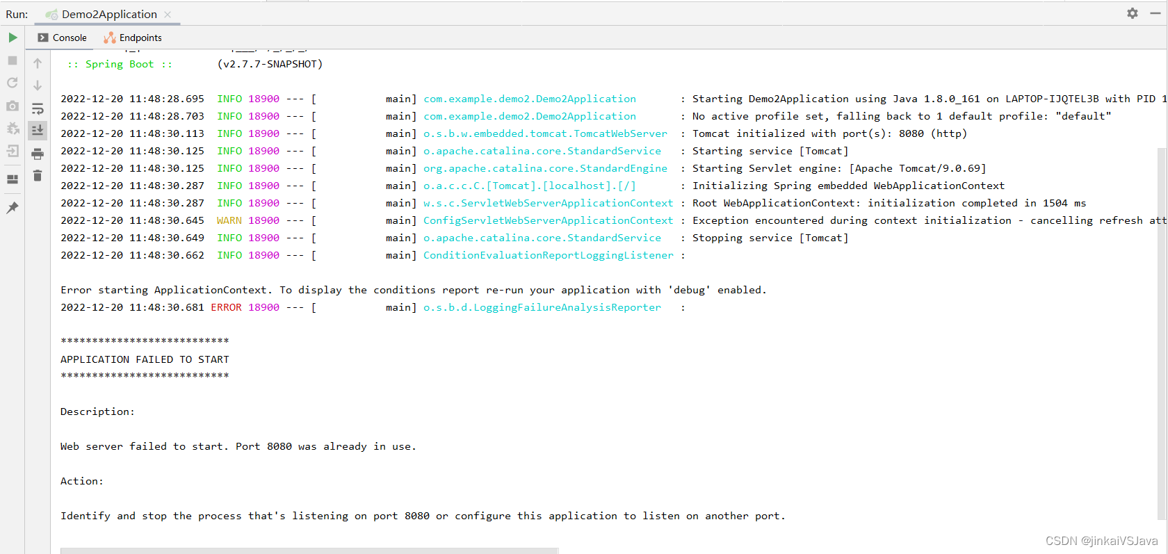 启动springboot报Error starting ApplicationContext. To display the conditions report re-run your ...