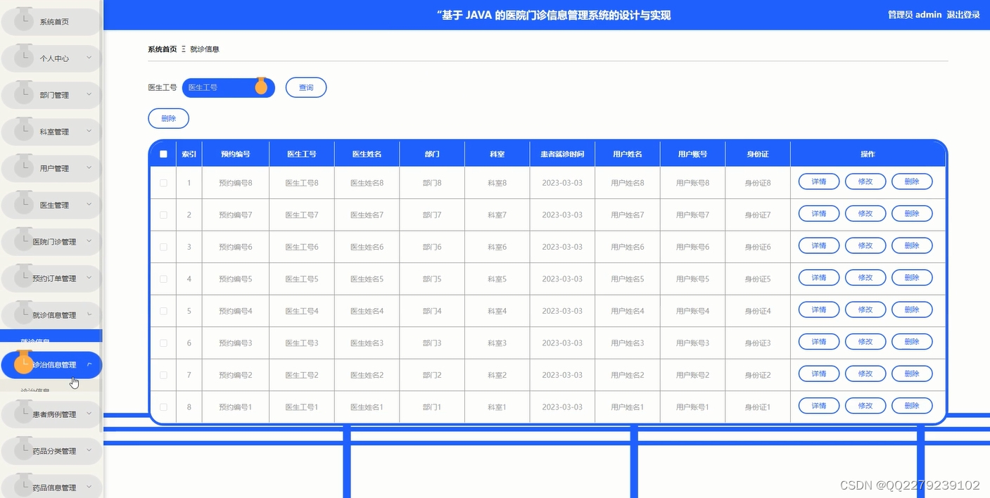 Springboot基于java的医院门诊信息管理系统(源码文档ppt运行视频讲解视频)基于springboot的 医疗服务系统”的设计与实现源码数据库文档ppt Csdn博客