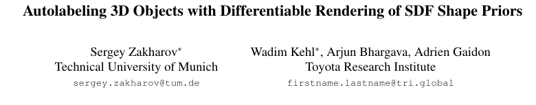 Autolabeling 3D Objects with Differentiable Rendering of SDF Shape ...