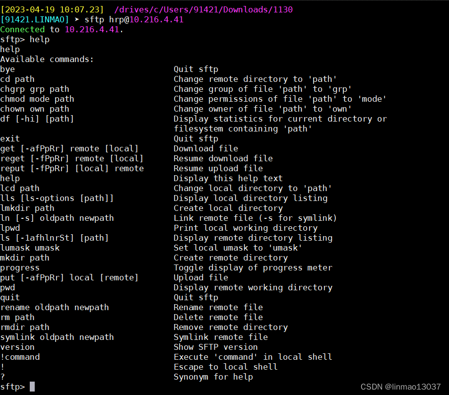 sftp常用命令介绍_sftp命令-CSDN博客