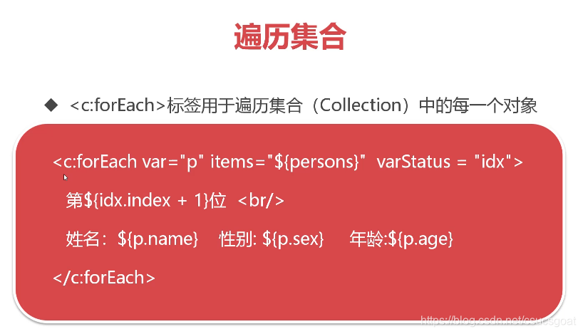 JSTL（JSP标签库）四：核心标签库：遍历集合：＜c:forEach ＞（主要是用于简化JSP的循环）_jsp用什么循环代替list循环-CSDN博客