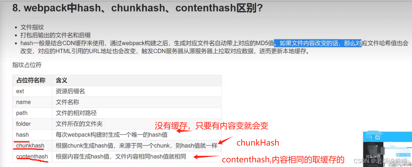 webpack面试 hash ，chunkhash ,contenthash区别_webpack contenthash和chunkhash的区别-CSDN博客