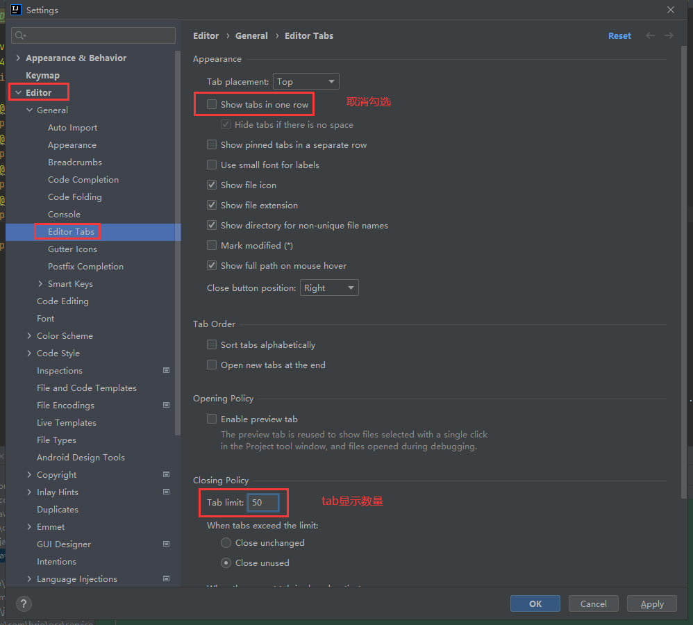 IDEA 设置多行显示Tabs_idea多行tab-CSDN博客
