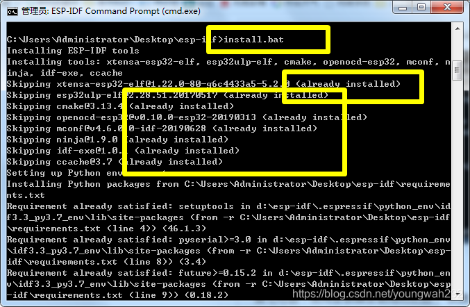 9句话描述一下乐鑫ESP32模块win7系统下ESP-IDF环境搭建和编译hello_world成功的过程_esp-idf win7-CSDN博客